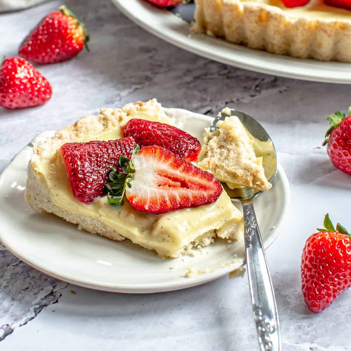 Strawberry Custard Tart with Delicious Shortbread Crust - Chopnotch